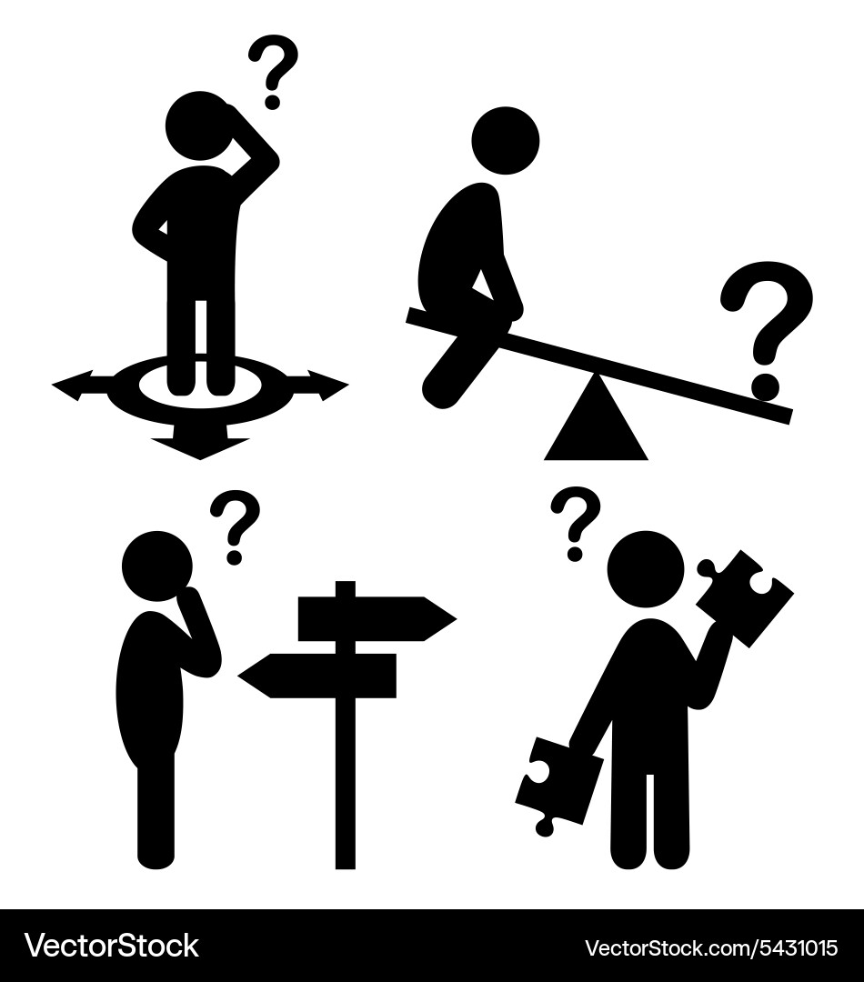 Confusion People with Question Marks Flat Icons Vector Image