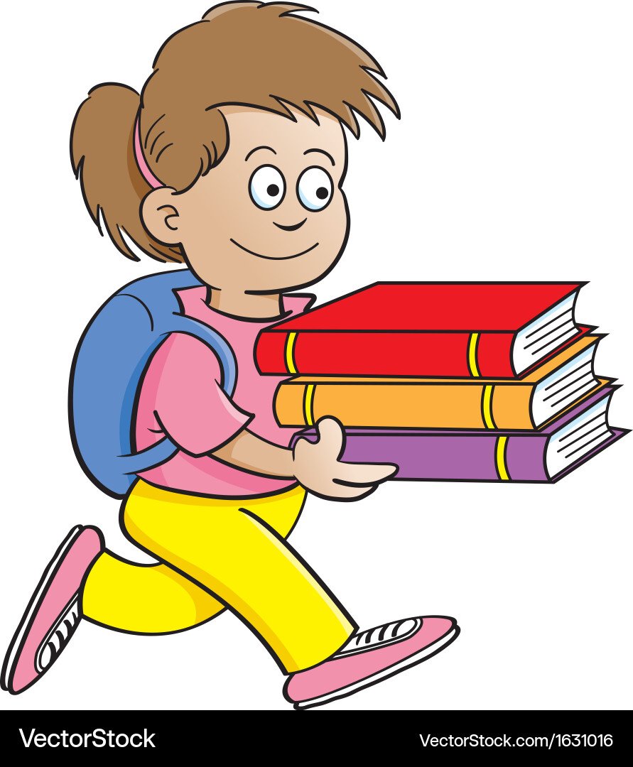 Cartoon Girl Carrying Books Royalty Free Vector Image