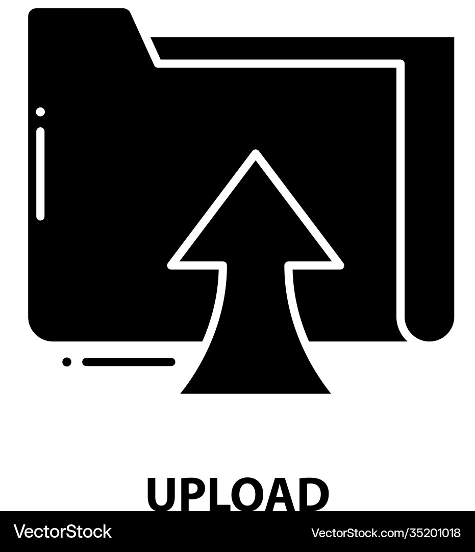 Upload symbol icon black sign Royalty Free Vector Image