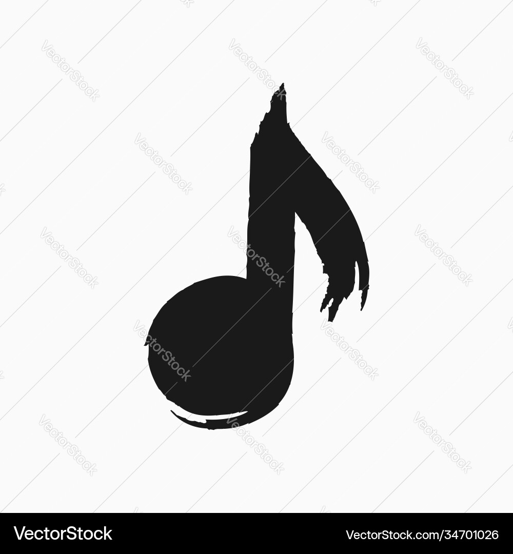 Eighth note drawn hand with rough brush music Vector Image