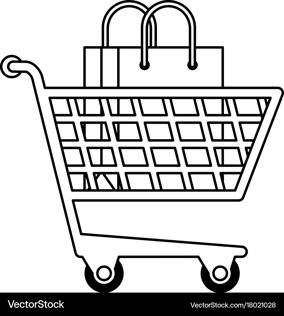 Shopping cart with bag Royalty Free Vector Image