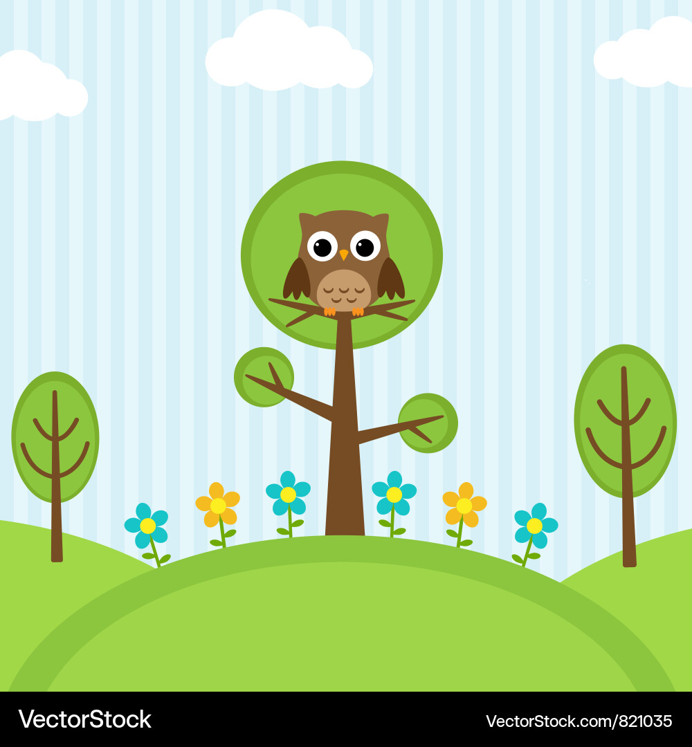 Owl on trees Royalty Free Vector Image - VectorStock