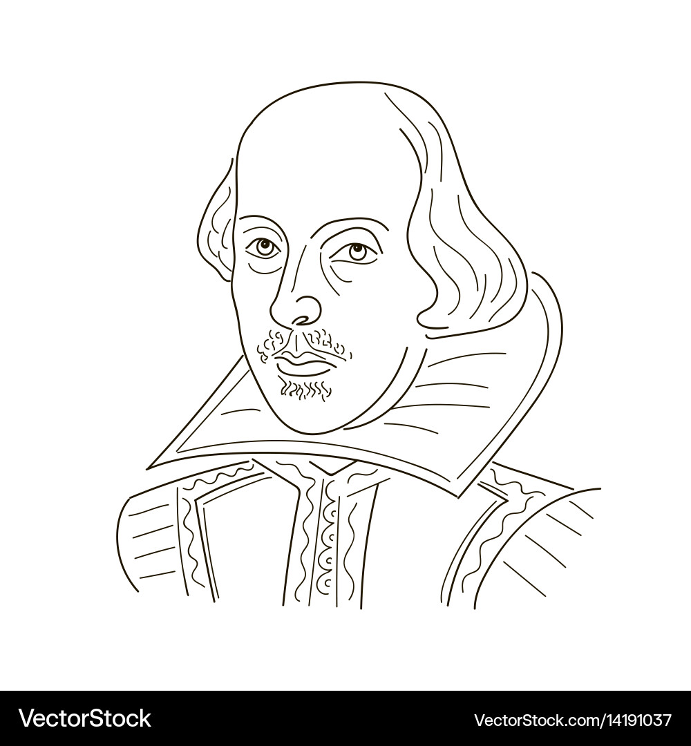 William shakespeare sketch black Royalty Free Vector Image