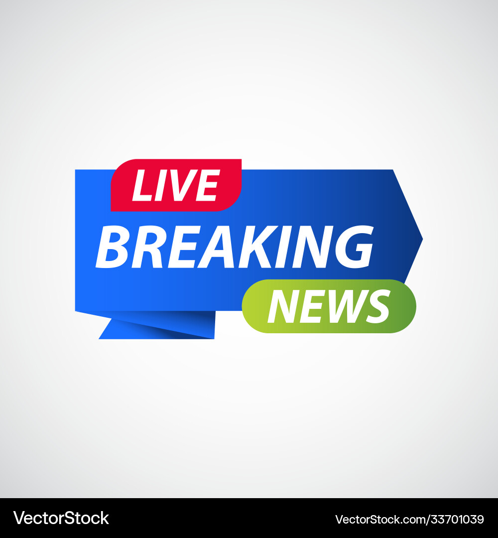 Breaking news live label tag template design Vector Image