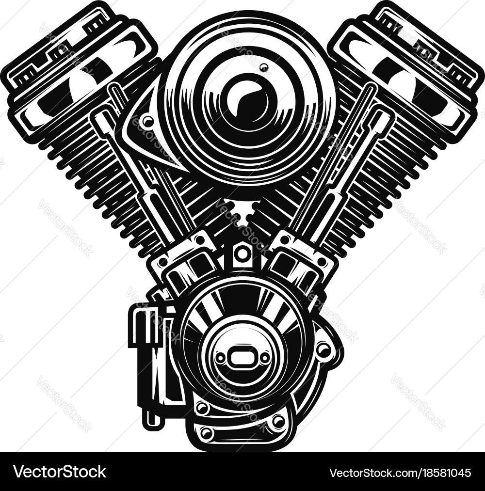 Motorcycle engine on white background Royalty Free Vector