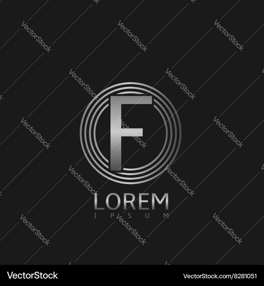 Silver f letter logo Royalty Free Vector Image