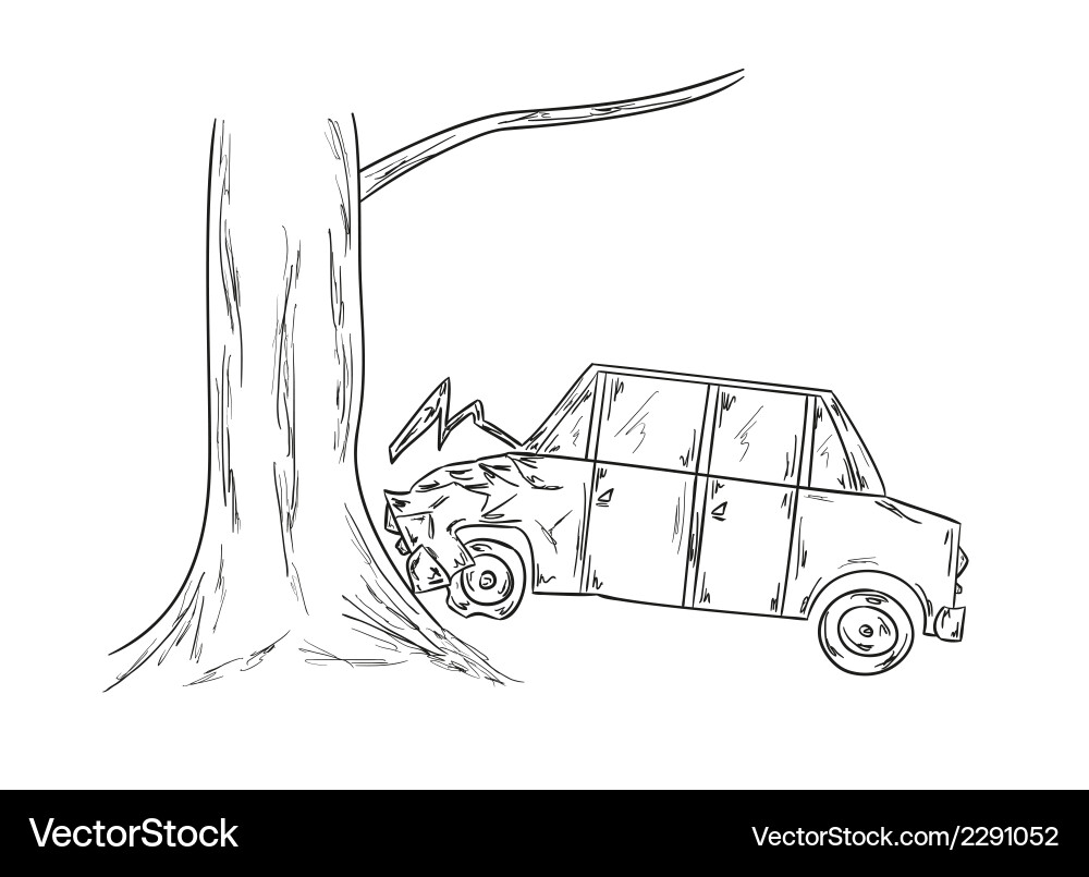 Car accident sketch Royalty Free Vector Image - VectorStock