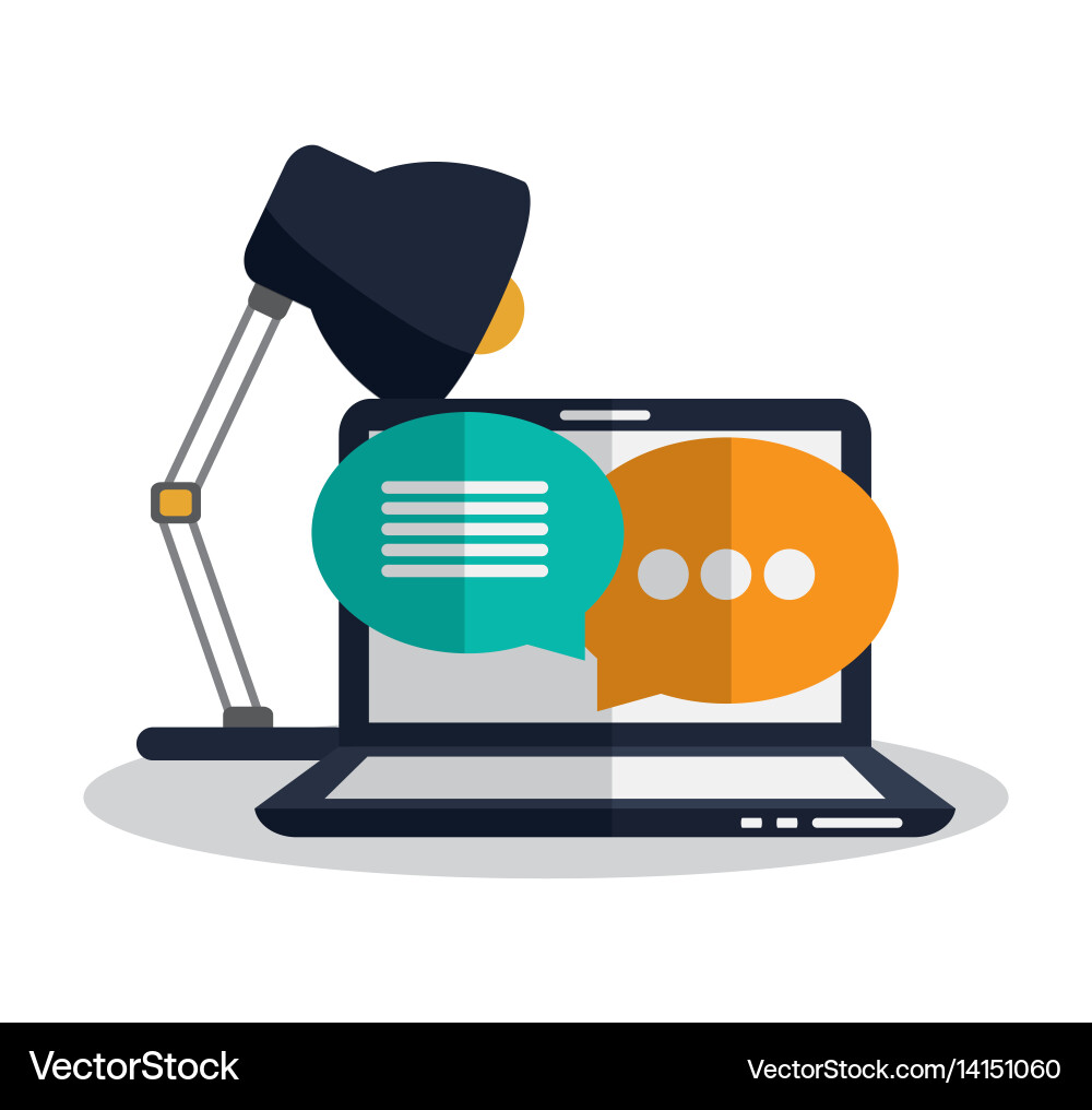 Computer with instant messaging related icons Vector Image