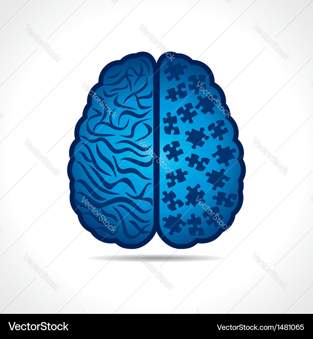 Conceptual idea - Brain with puzzle pieces Vector Image