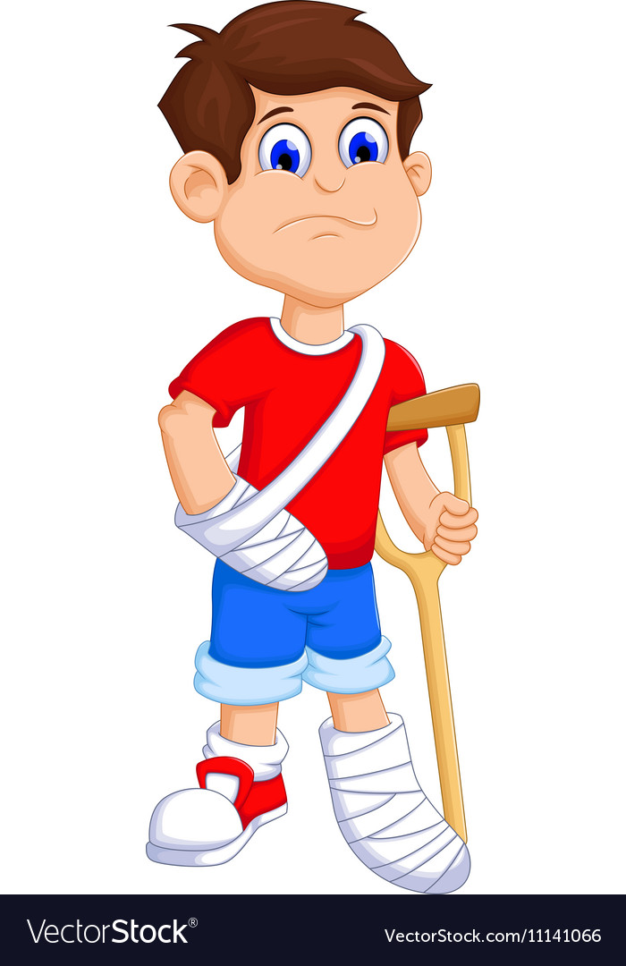 Boy cartoon broken arm and leg Royalty Free Vector Image Boy cartoon broken arm and leg Royalty Free Vector Image