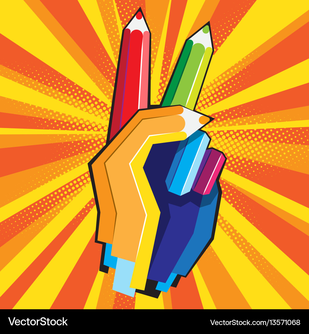 Color pencil hand Royalty Free Vector Image - VectorStock