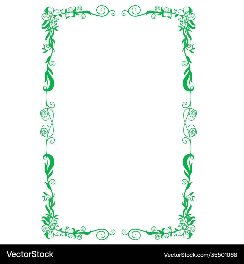 Green plant decorative frame isolated object Vector Image