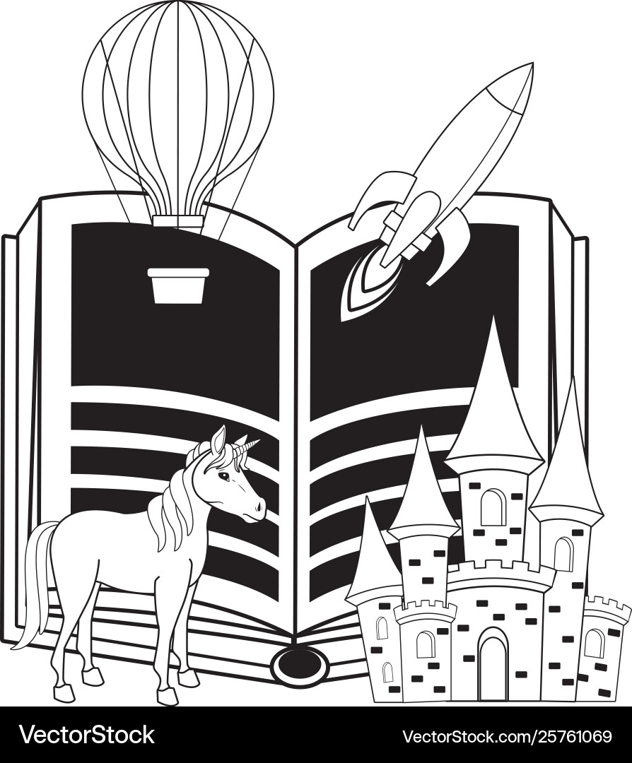 Fantasy book with stories character black Vector Image