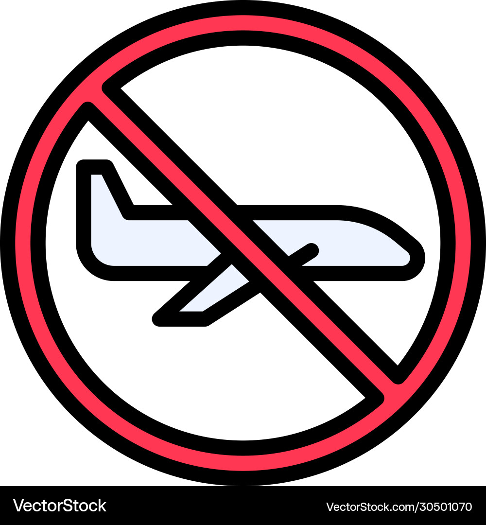 Flight cancellation filled style icon Royalty Free Vector