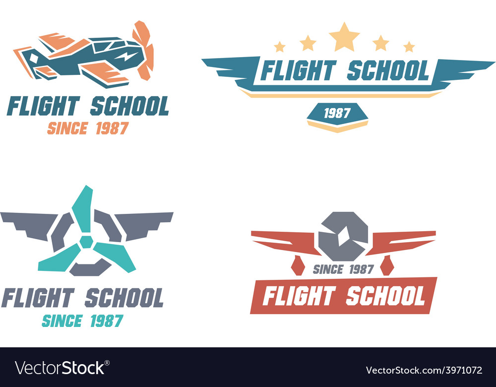 Flight school emblems Vector Image by Laralova - Image #3971072 ...