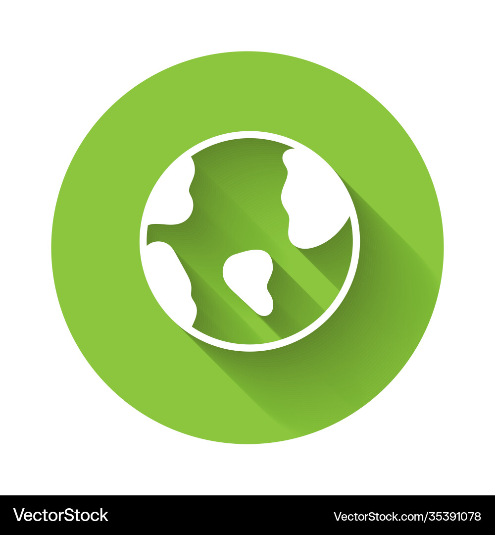 White earth globe icon isolated with long shadow Vector Image