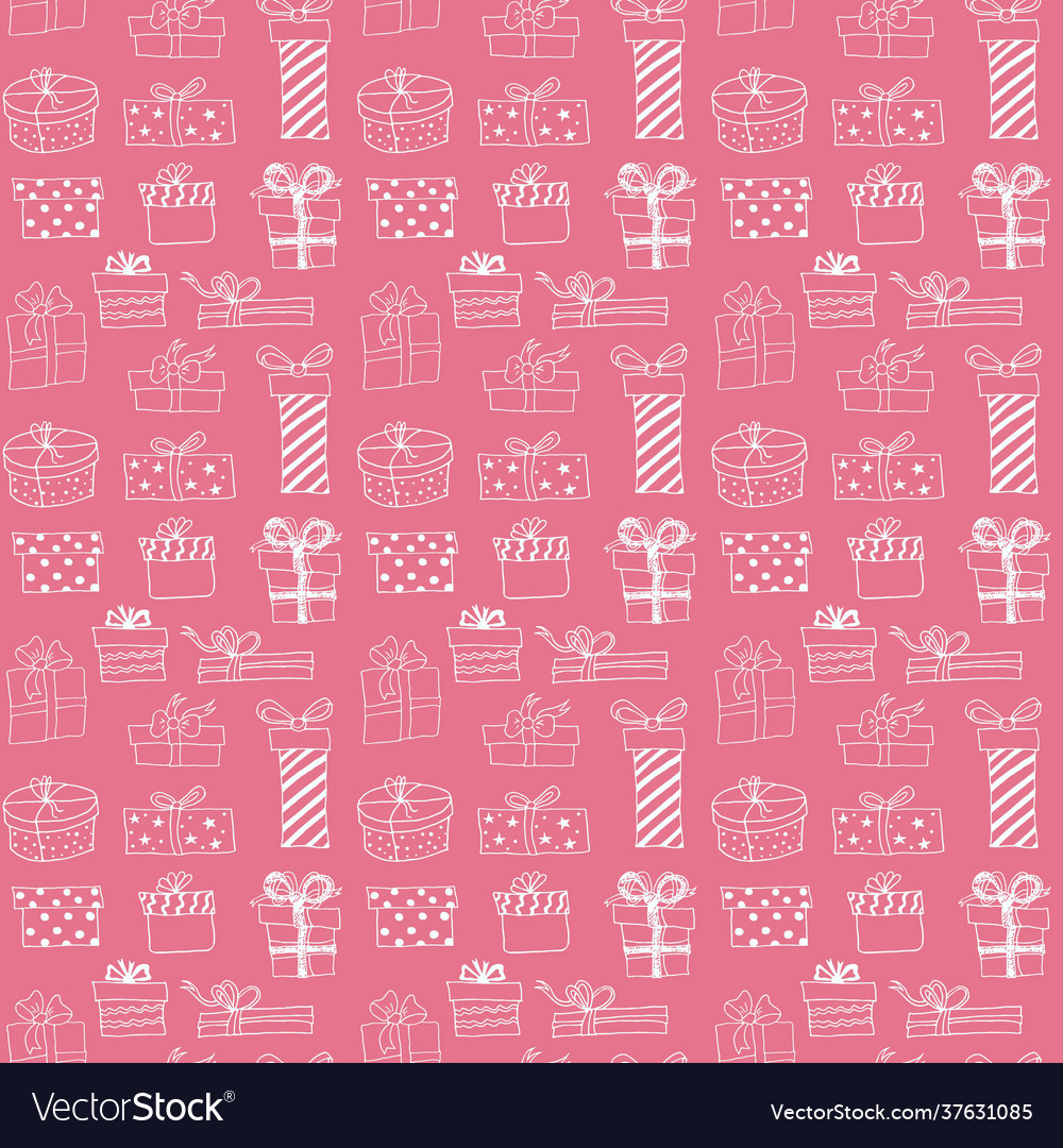 Seamless pattern with hand drawn gift boxes Vector Image
