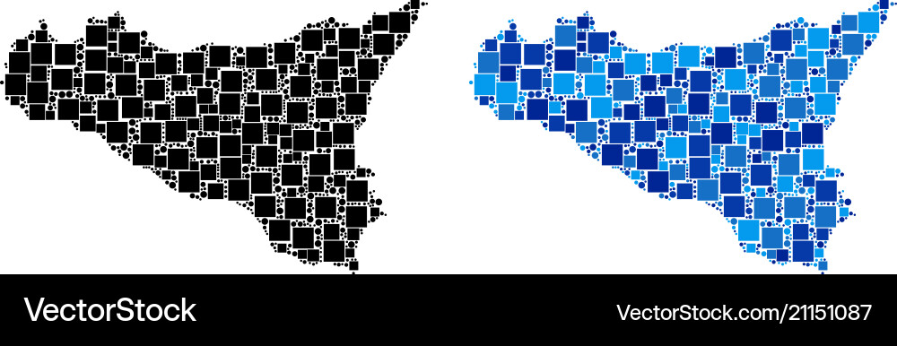 Dot sicilia map with blue variant Royalty Free Vector Image