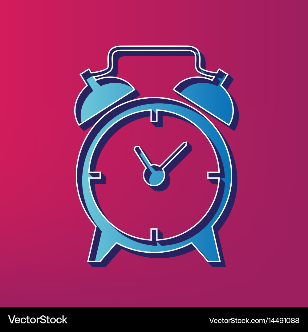 Alarm clock sign blue 3d printed icon Royalty Free Vector