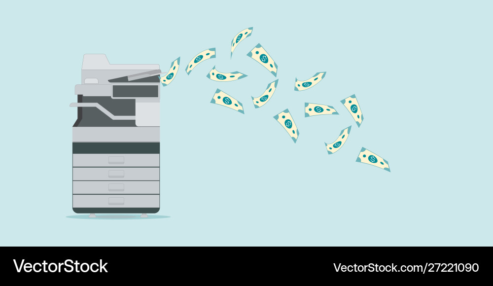 Printer money machine printing fake dollar Vector Image