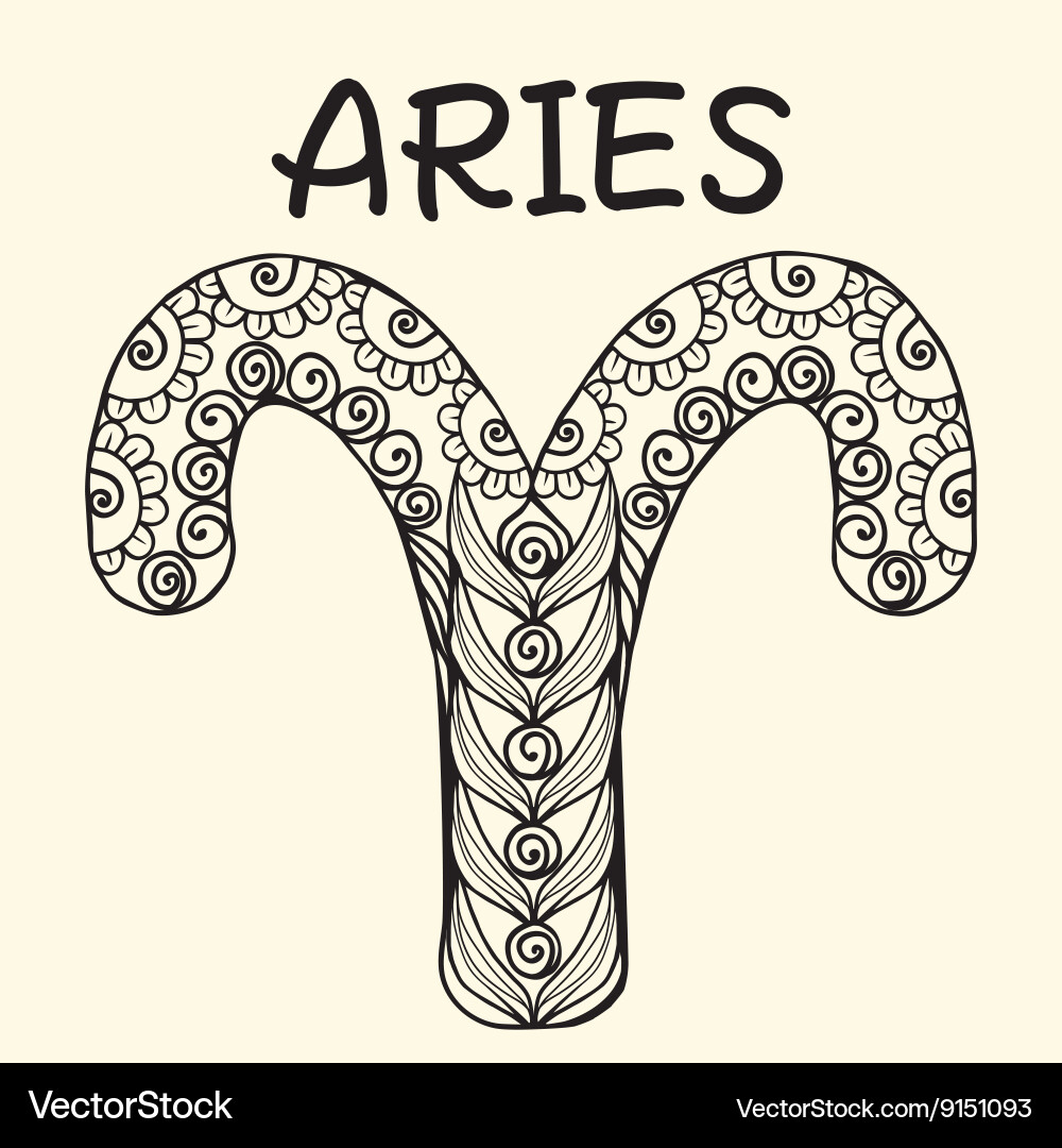 Aries sign zodiac Hand drawn sketch Royalty Free Vector