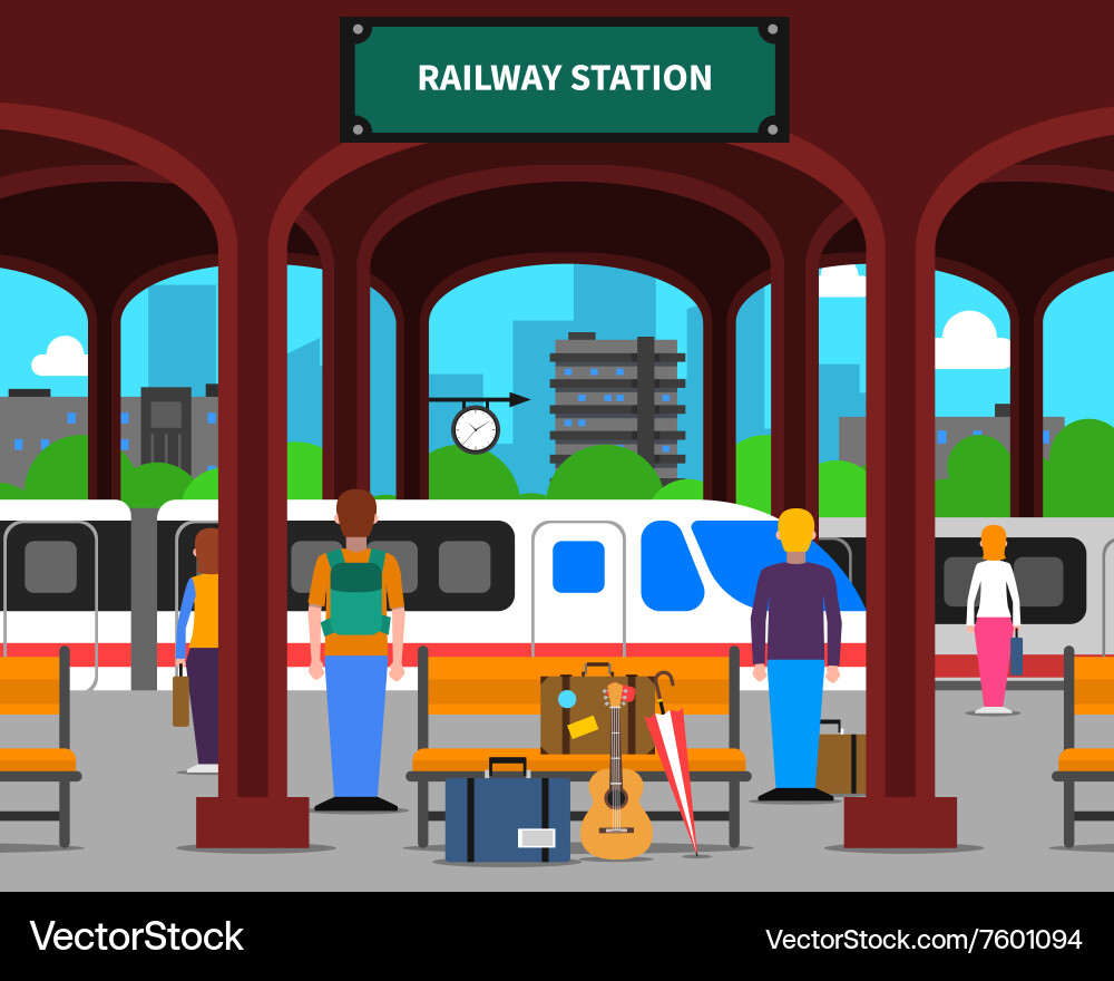 Railway station Royalty Free Vector Image - VectorStock