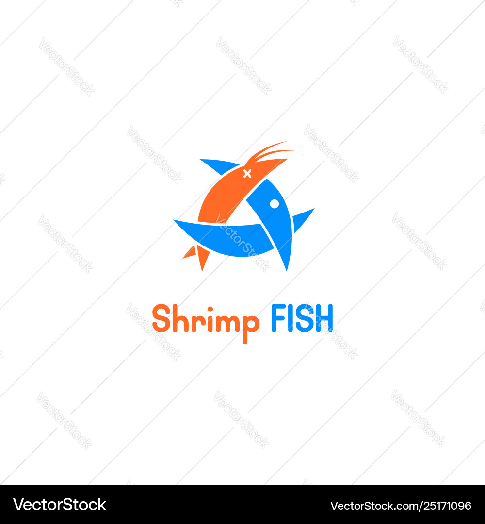Fish eat shirmp logo Royalty Free Vector Image