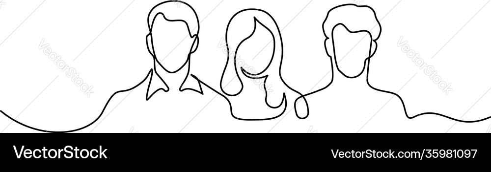 Three human heads silhouette two young man Vector Image