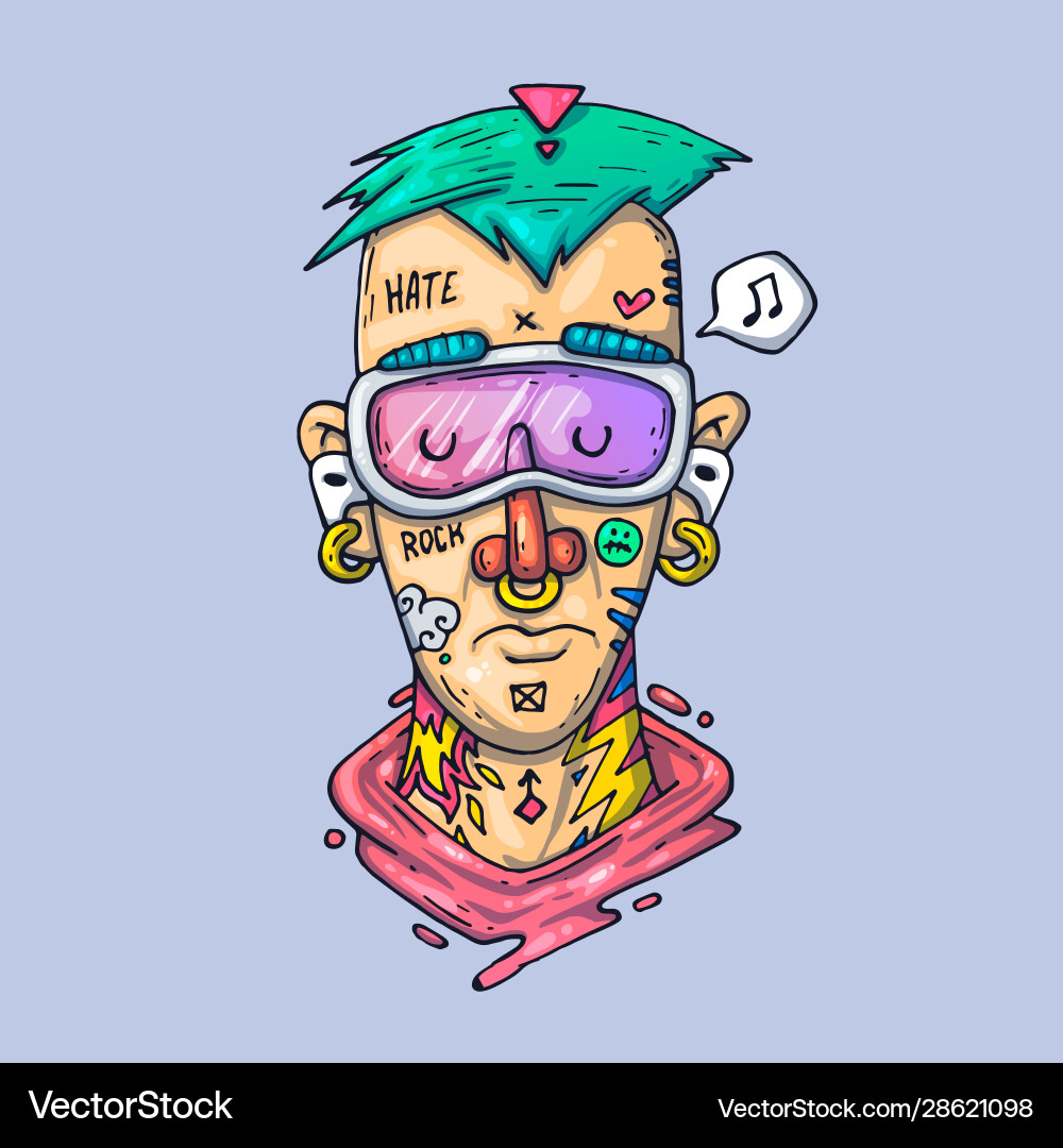 Face a rapper with tattoos creative Royalty Free Vector