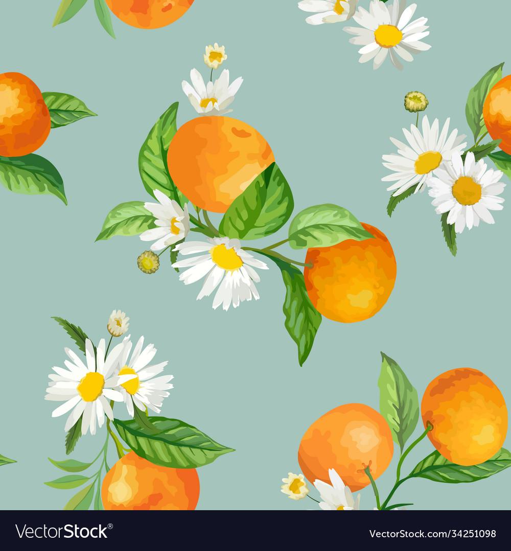 Seamless mandarin pattern citrus tropic fruits Vector Image Seamless mandarin pattern citrus tropic fruits Vector Image