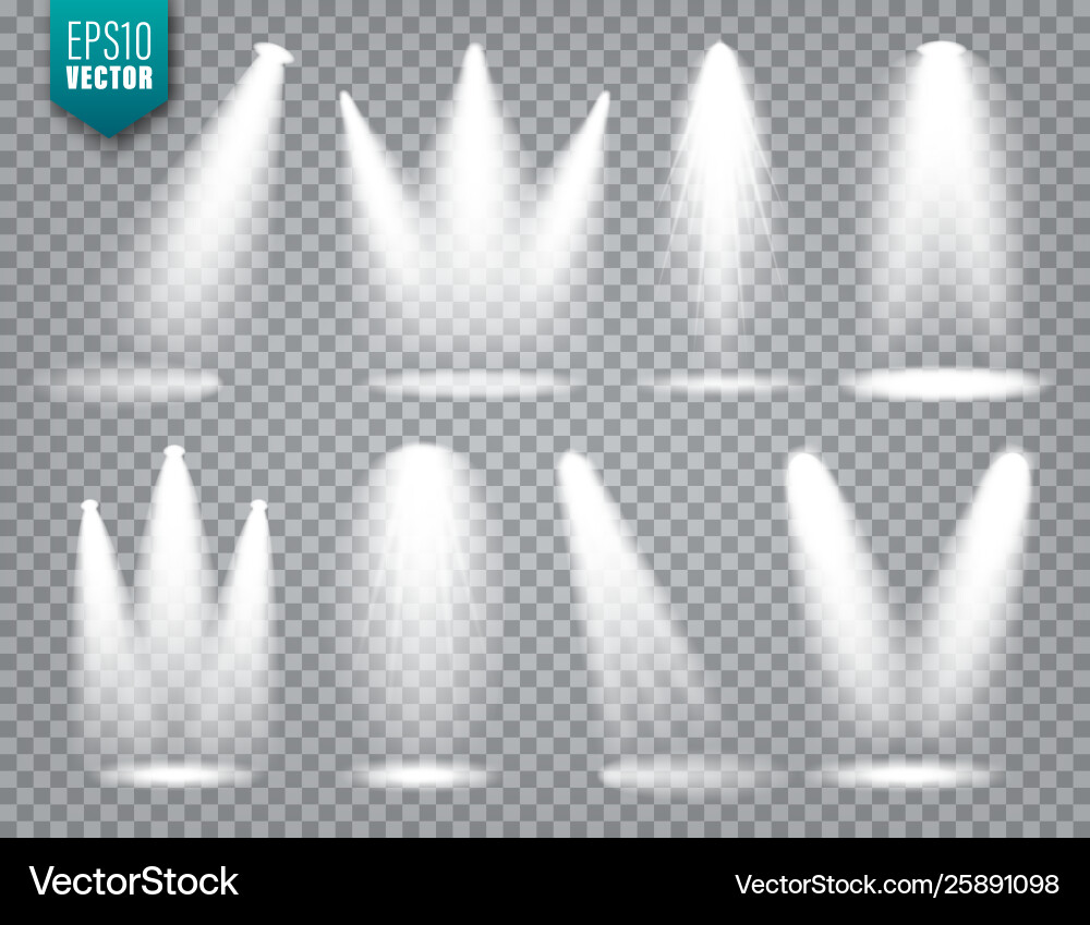 Spotlight set bright light beam Royalty Free Vector Image