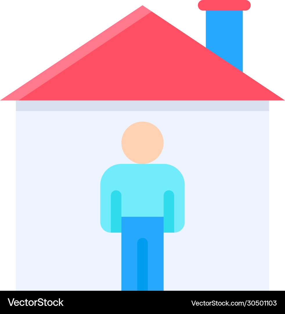 Stay at home flat style icon Royalty Free Vector Image