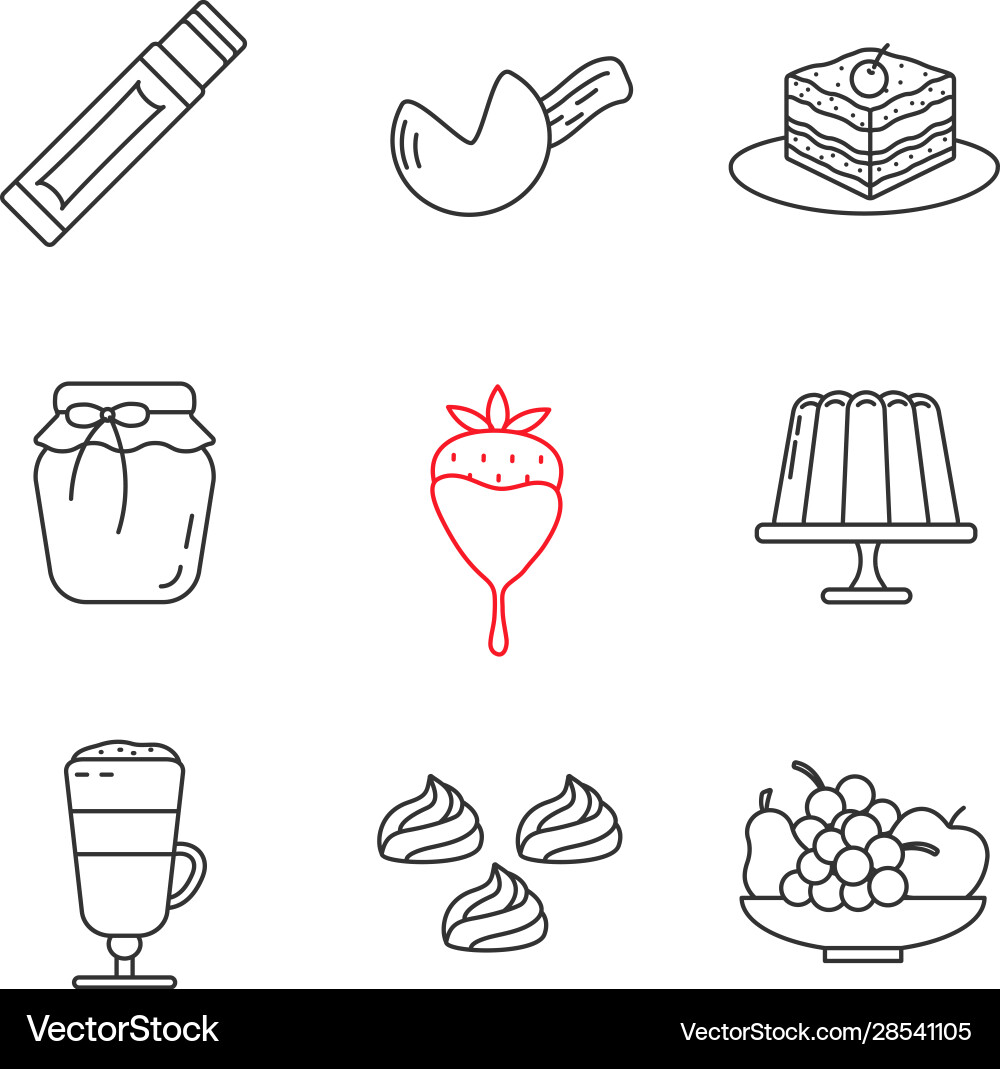 Confectionery linear icons set Royalty Free Vector Image