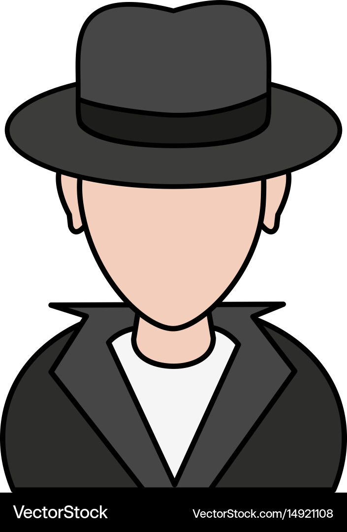 Color image cartoon half body hacker with jacket Vector Image