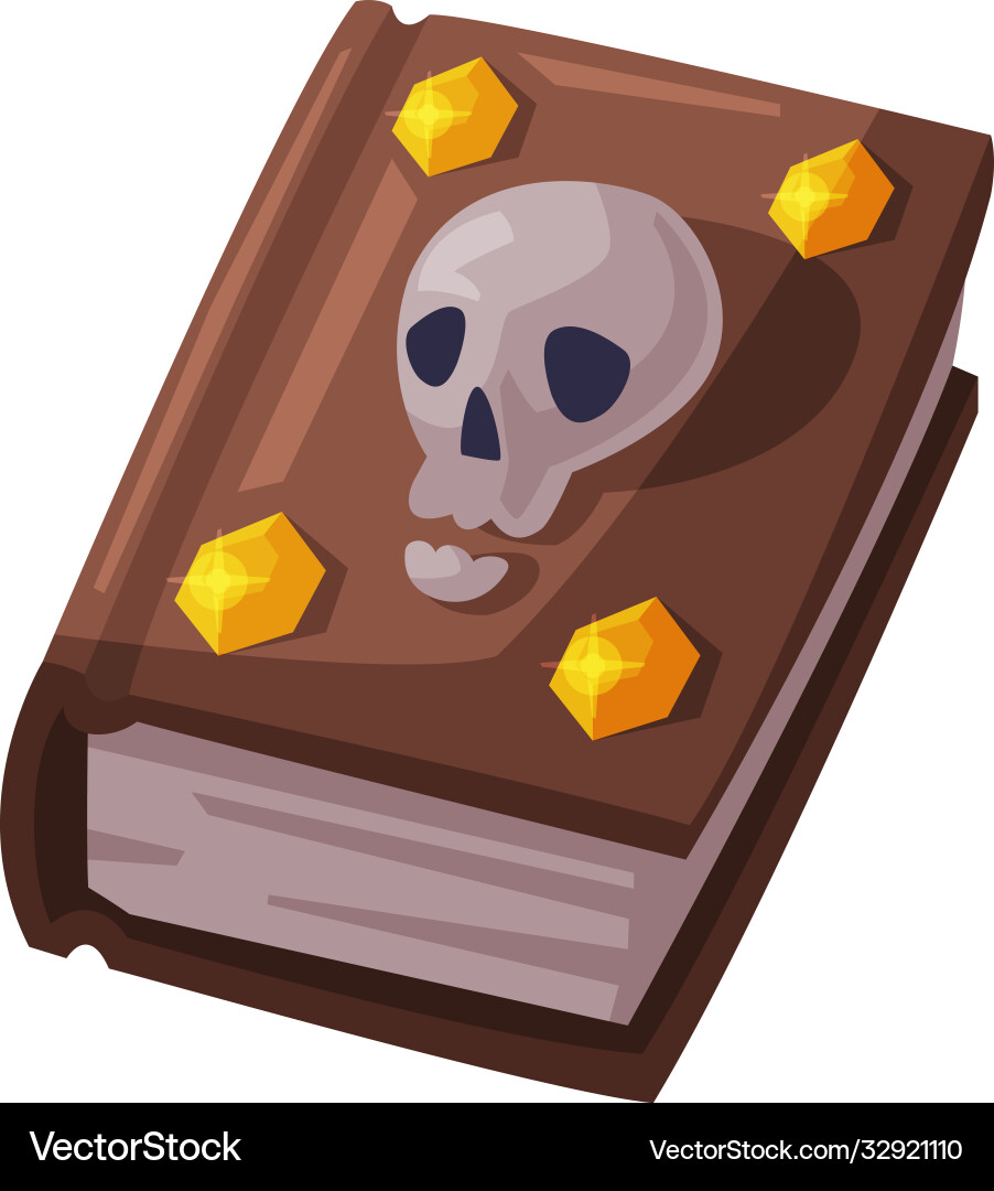Witch spell book with skull bone witchcraft Vector Image