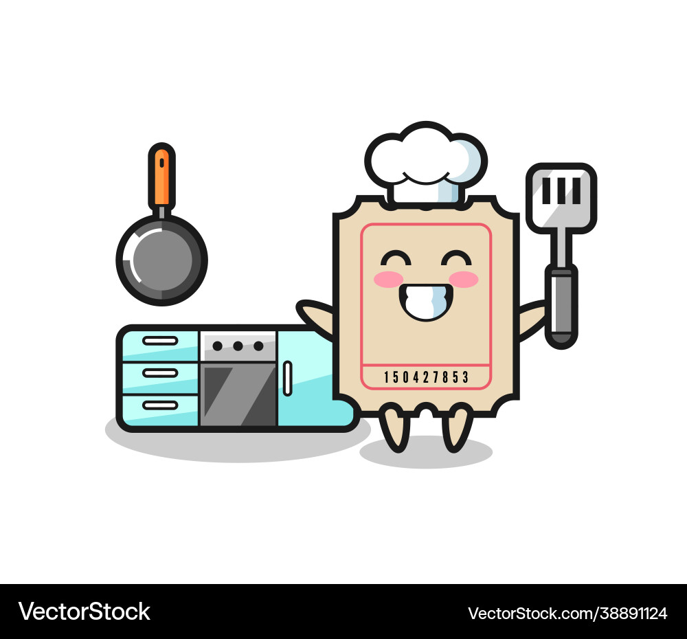 Ticket character as a chef is cooking Royalty Free Vector