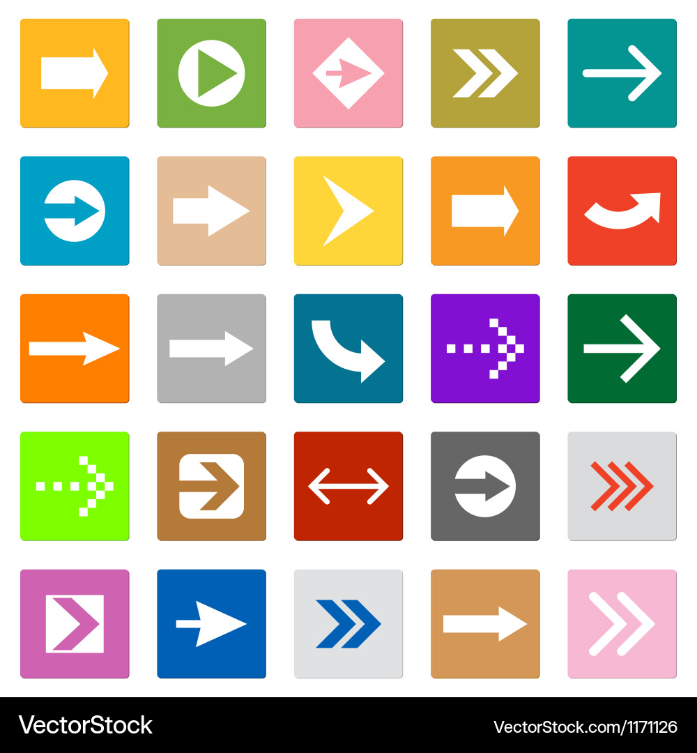 Arrow sign icon set square shape internet button Vector Image