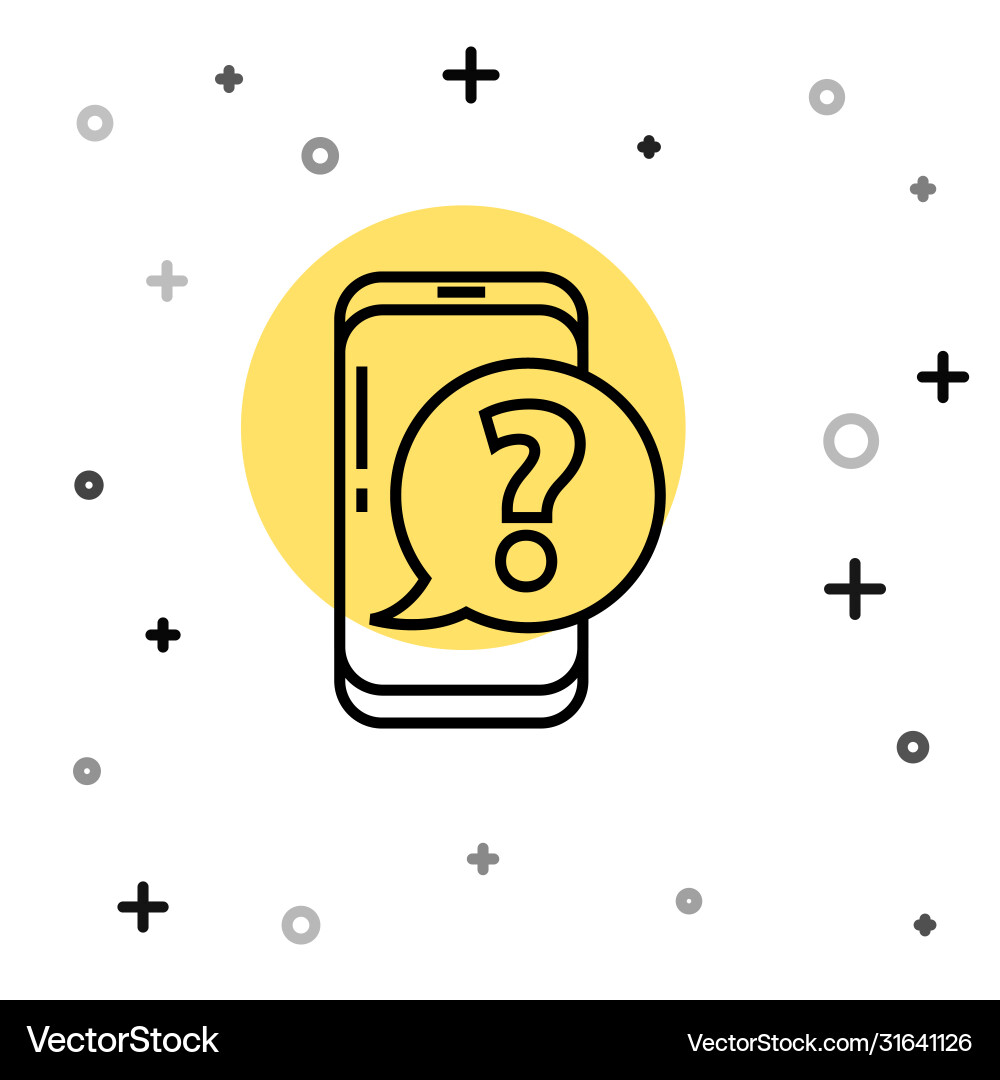 Black line mobile phone with question icon Vector Image