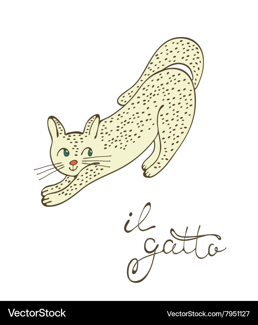 Cute cat character with italian Royalty Free Vector Image