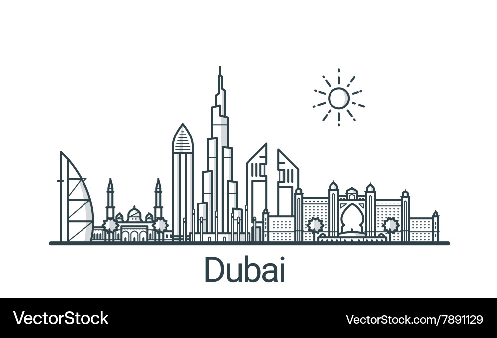 Outline Dubai banner Royalty Free Vector Image