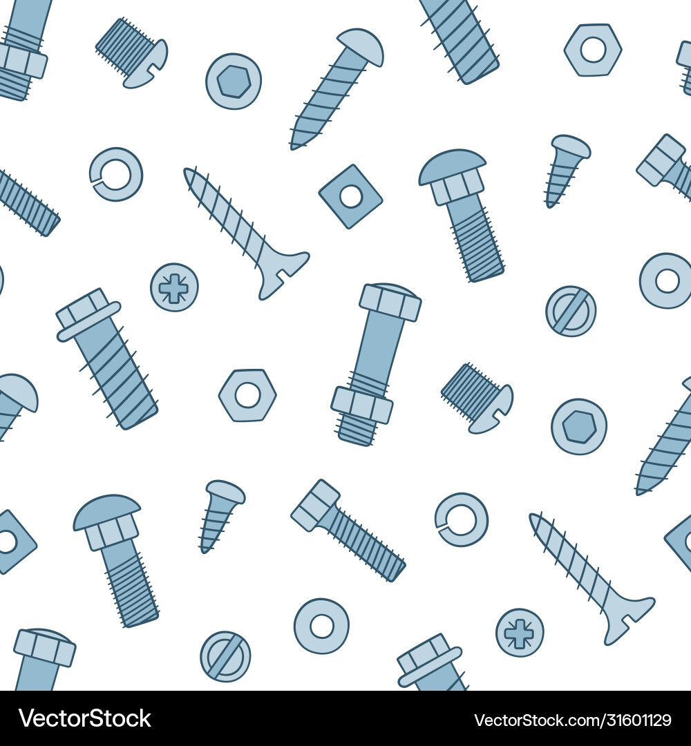 Seamless pattern fasteners bolts screws Royalty Free Vector