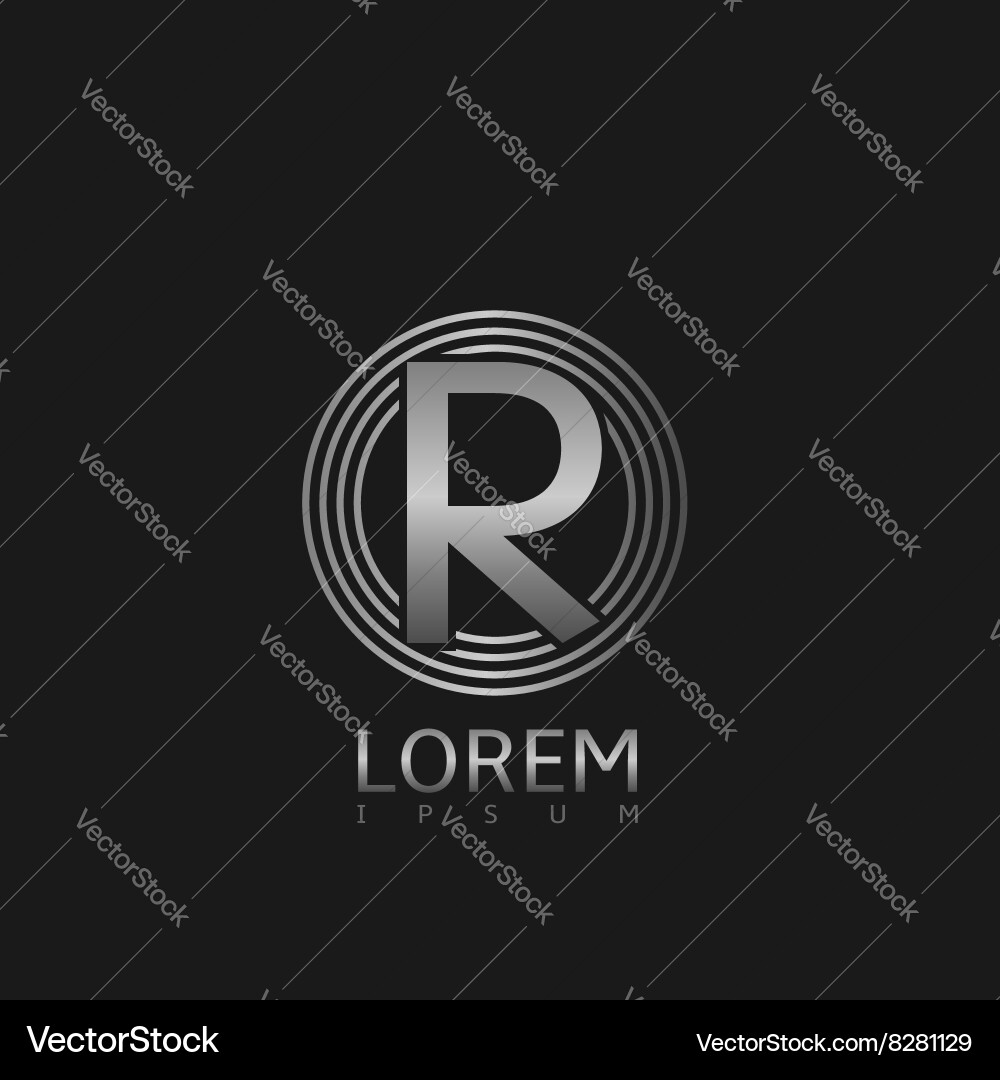 Silver R letter logo Royalty Free Vector Image