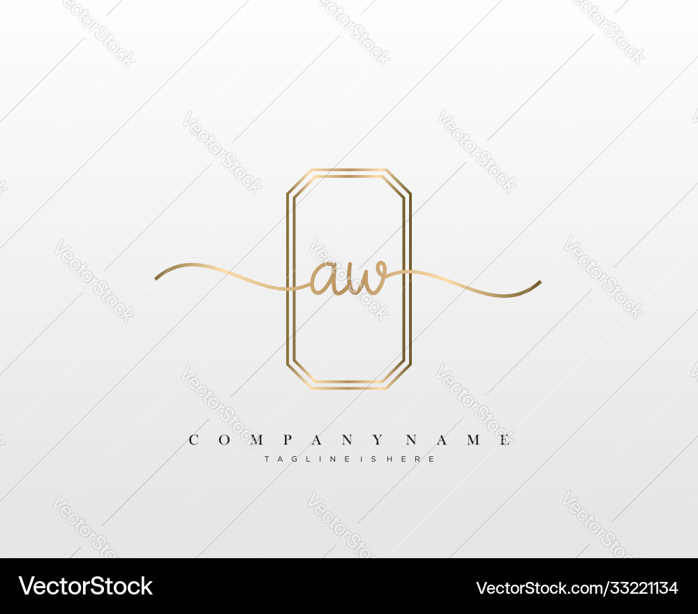 Aw initial handwriting minimalist geometric logo Vector Image