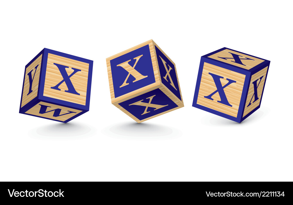 Letter X wooden alphabet blocks Royalty Free Vector Image