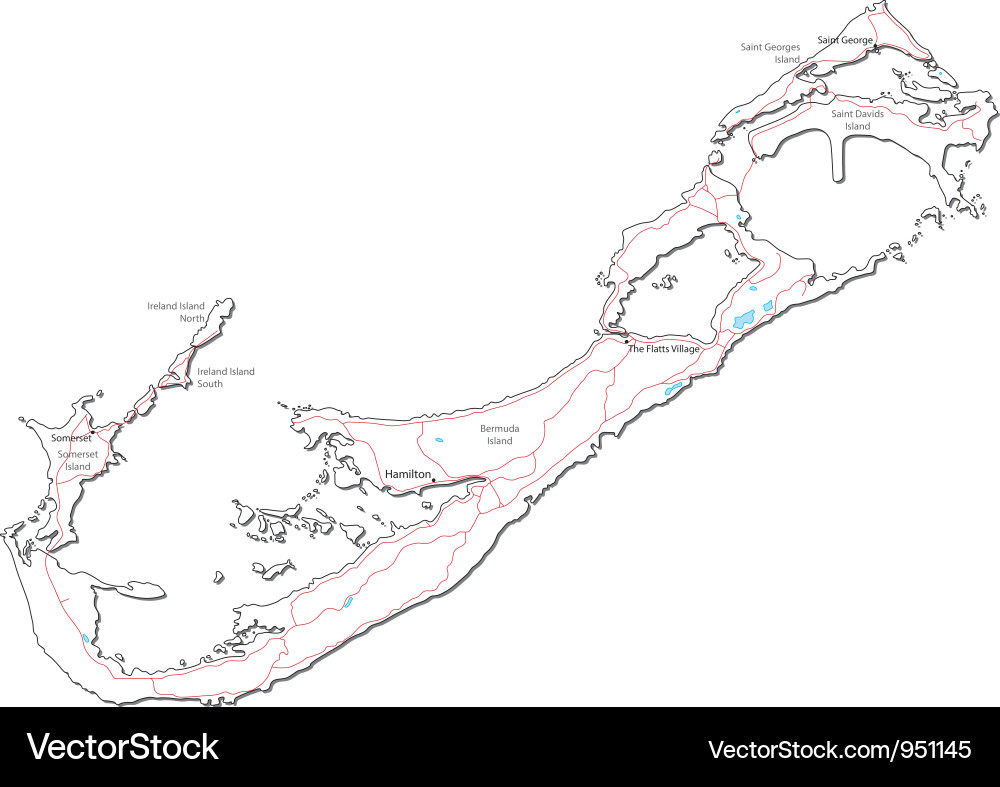 Bermuda Black White Map Royalty Free Vector Image