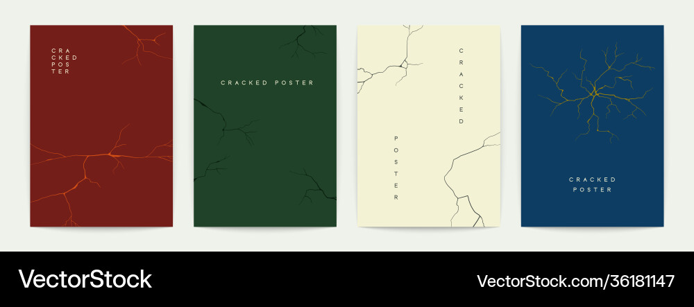 Cracked posters set background Royalty Free Vector Image