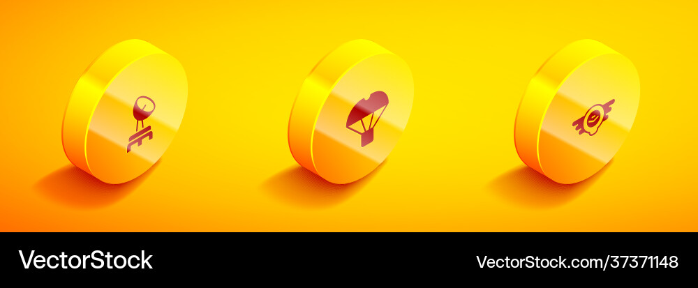 Set isometric radar box flying on parachute Vector Image