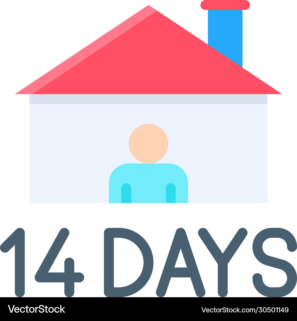 14 days quarantine flat style icon Royalty Free Vector Image