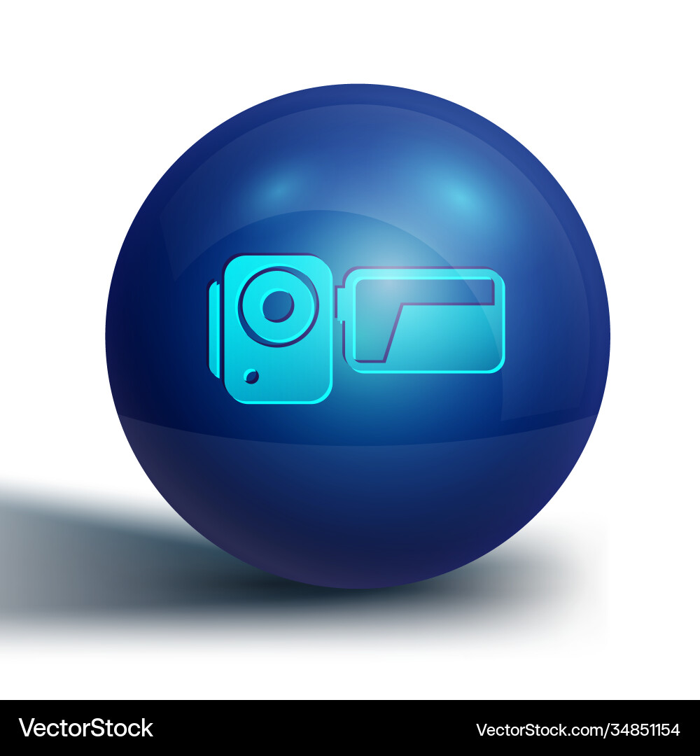 Blue cinema camera icon isolated on white Vector Image