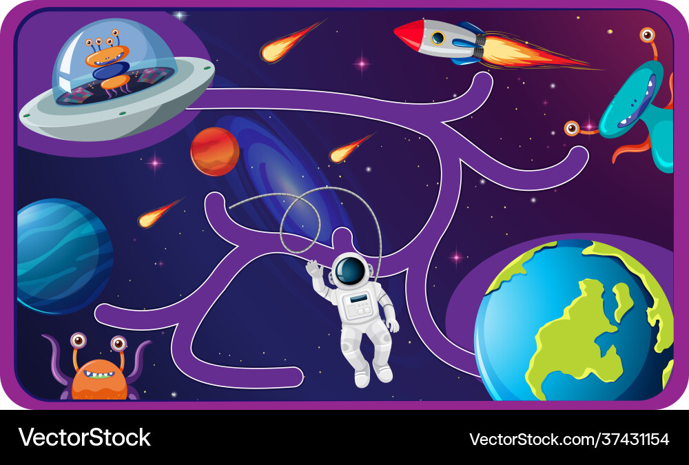 Cute cartoon maze game template Royalty Free Vector Image